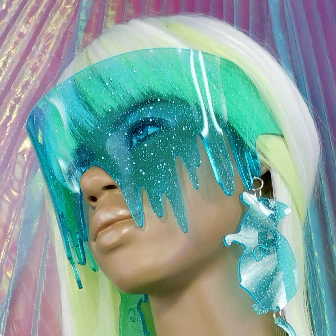 Aqua Glitter Drippy Slime Visor – yokaicandy.com