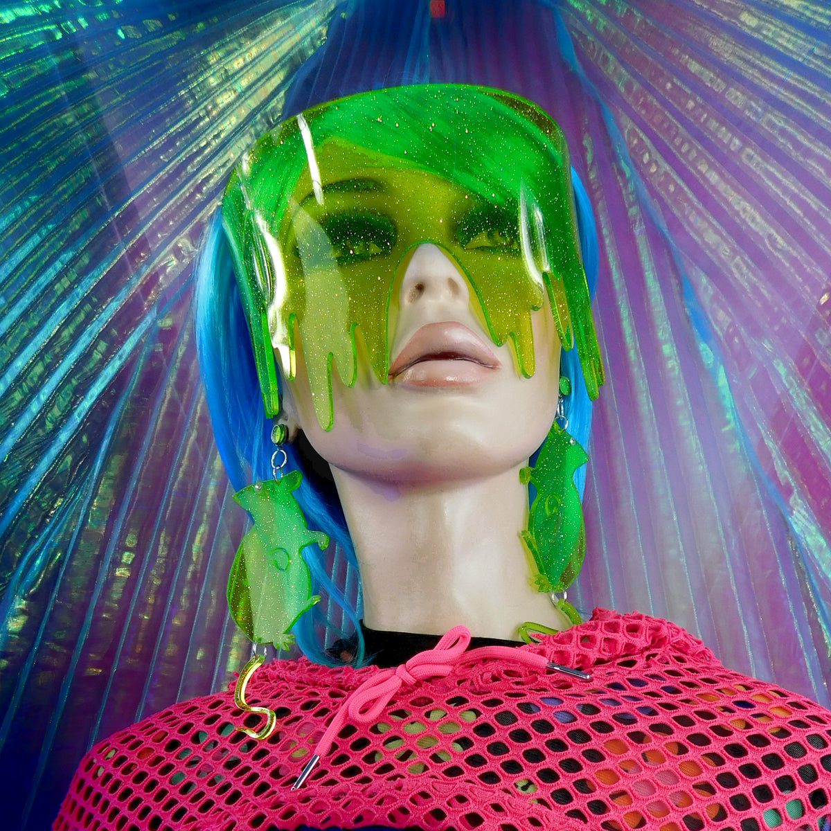 Lime Glitter Drippy Slime Visor – yokaicandy.com