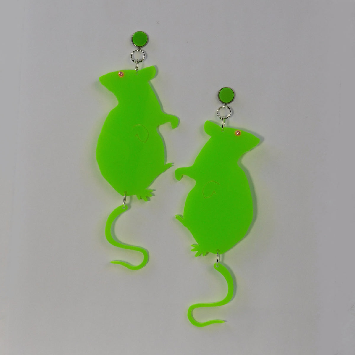 Milky Neon Green Rat Earrings – yokaicandy.com