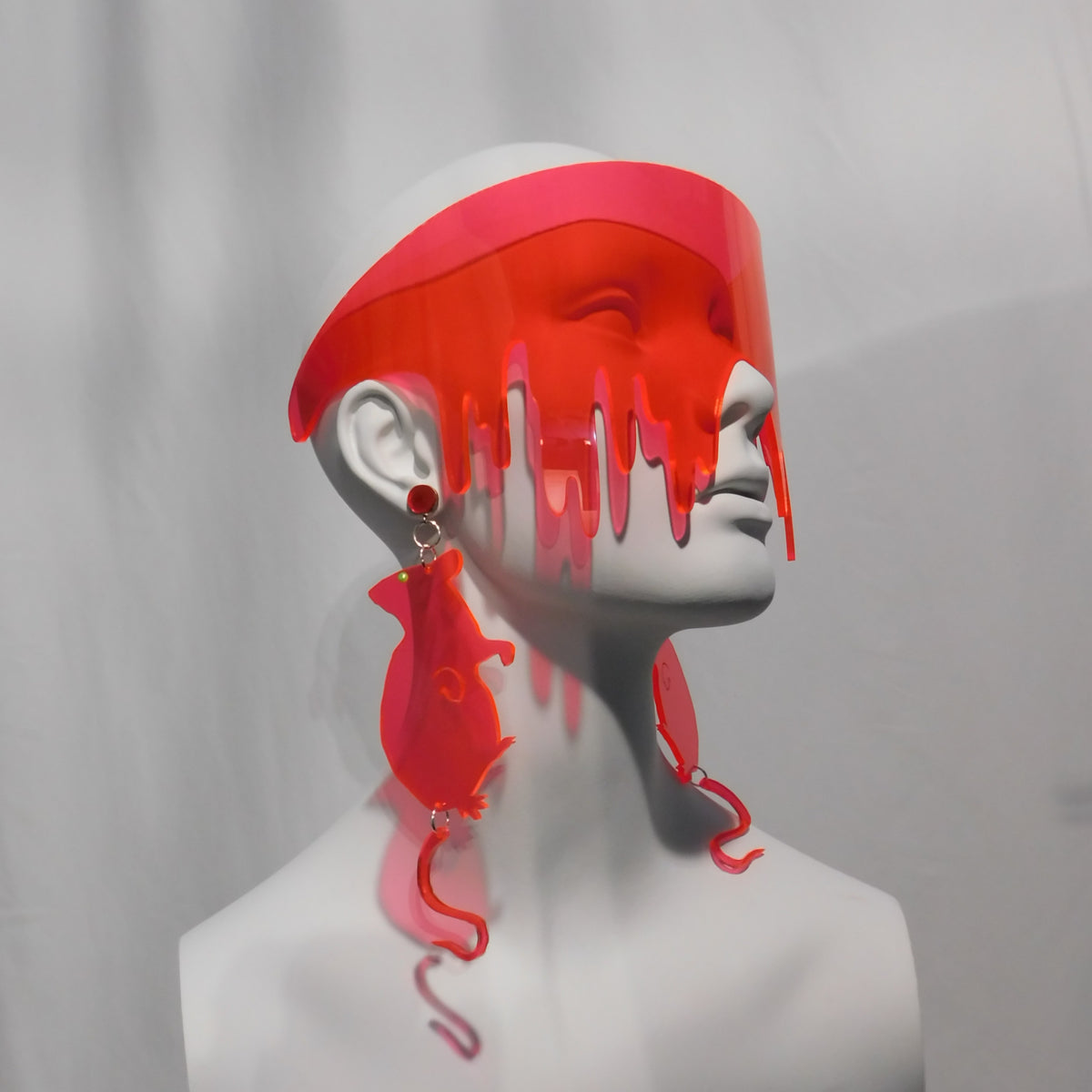 Neon Red Pink Rat Earrings – yokaicandy.com