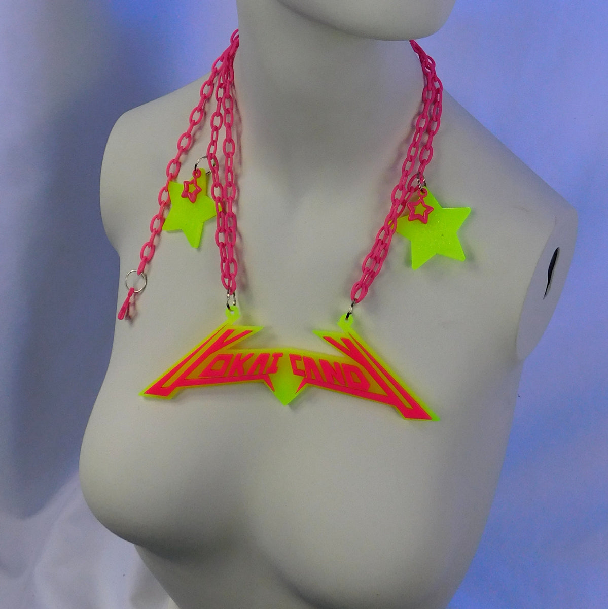 Milky Neon Yellow and Neon Pink Electro Logo Pendant – yokaicandy.com